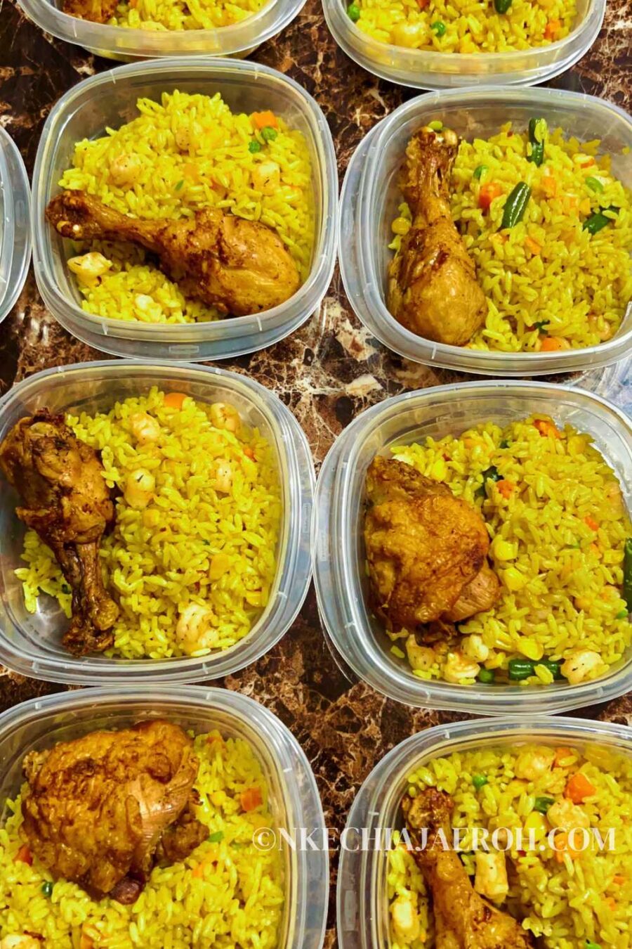 Nigerian Baked Coconut Fried Rice with Shrimp - Nkechi Ajaeroh