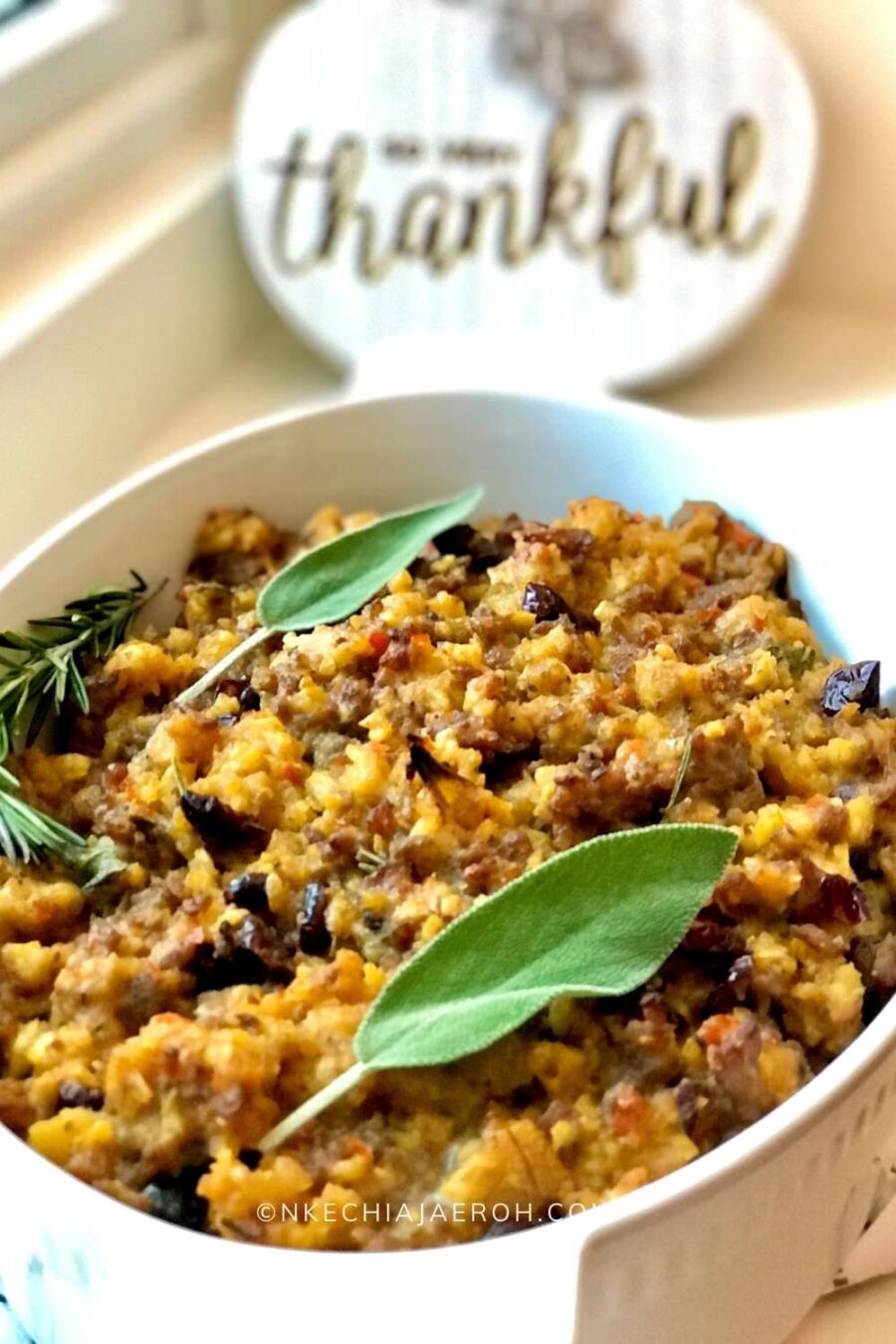 Plantains Sausage Stuffing (Gluten-free) - Nkechi Ajaeroh