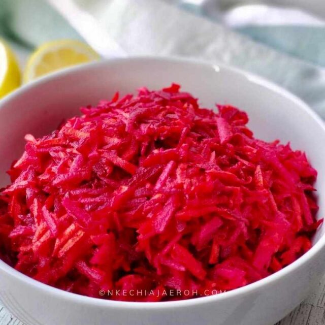 Shredded Beet Salad with Citrus Dressing - Nkechi Ajaeroh