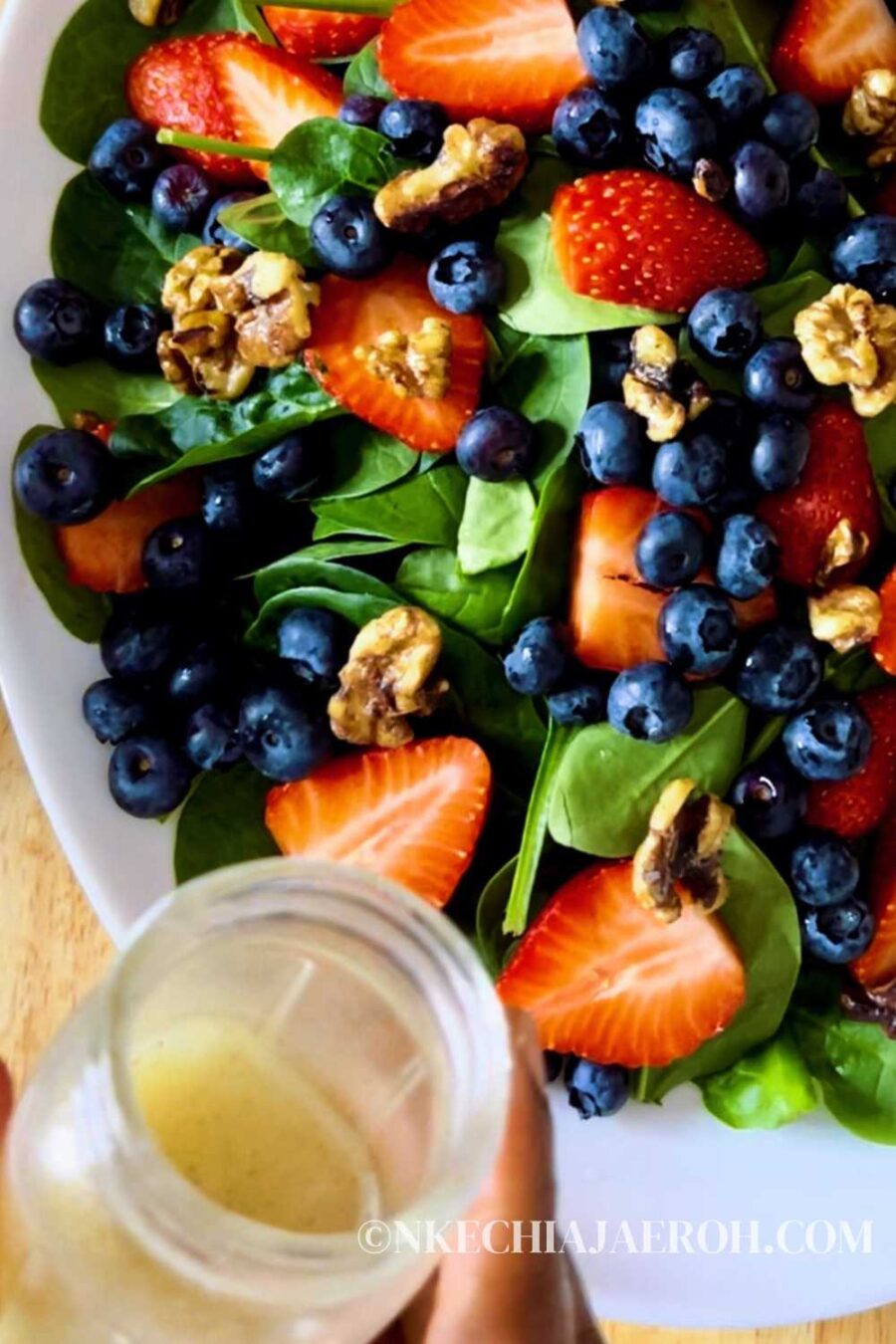 Easy Strawberry Blueberry Spinach Salad Recipe - Nkechi Ajaeroh