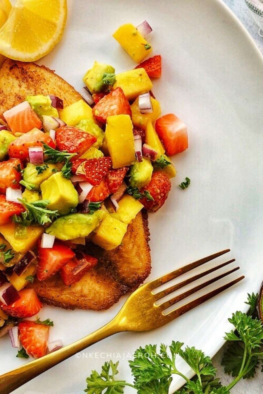 Mango Strawberry Avocado Salad With Pan Fried Tilapia Nkechi Ajaeroh